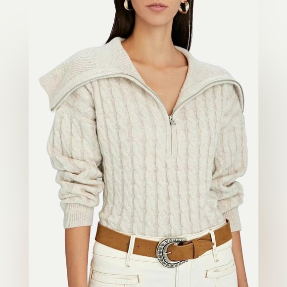 Frame Denim | Sweaters | Nwt Frame Half Zip Wool Blend Cable Sweater ...
